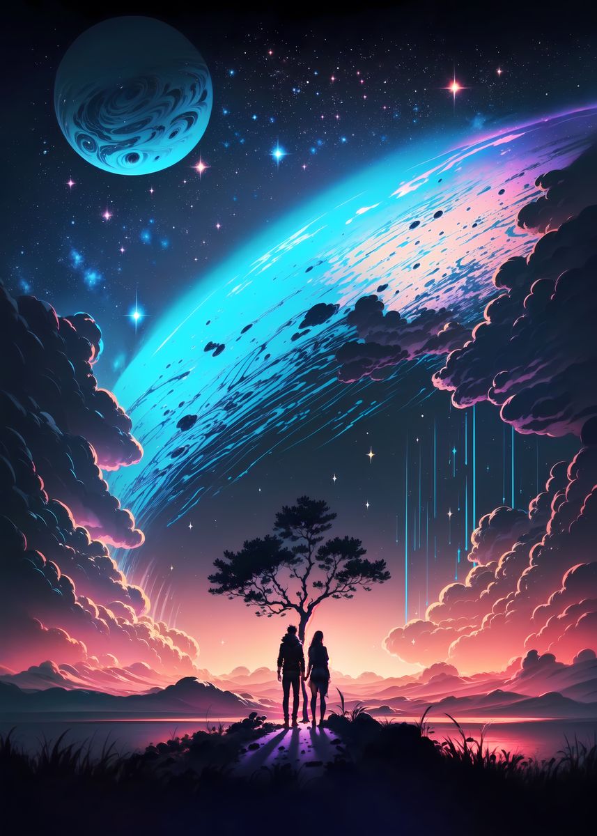 'Astral Galaxy Landscape' Poster, picture, metal print, paint by Luong ...