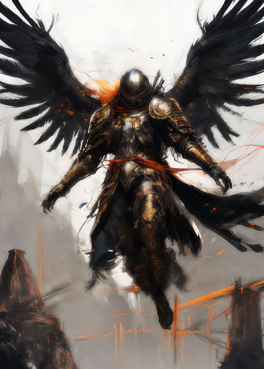 'Angel warrior' Poster, picture, metal print, paint by Lukasz Kobylka ...