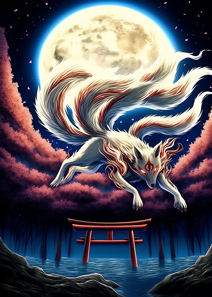 'Magical Nine Tailed Fox' Poster, picture, metal print, paint by ...