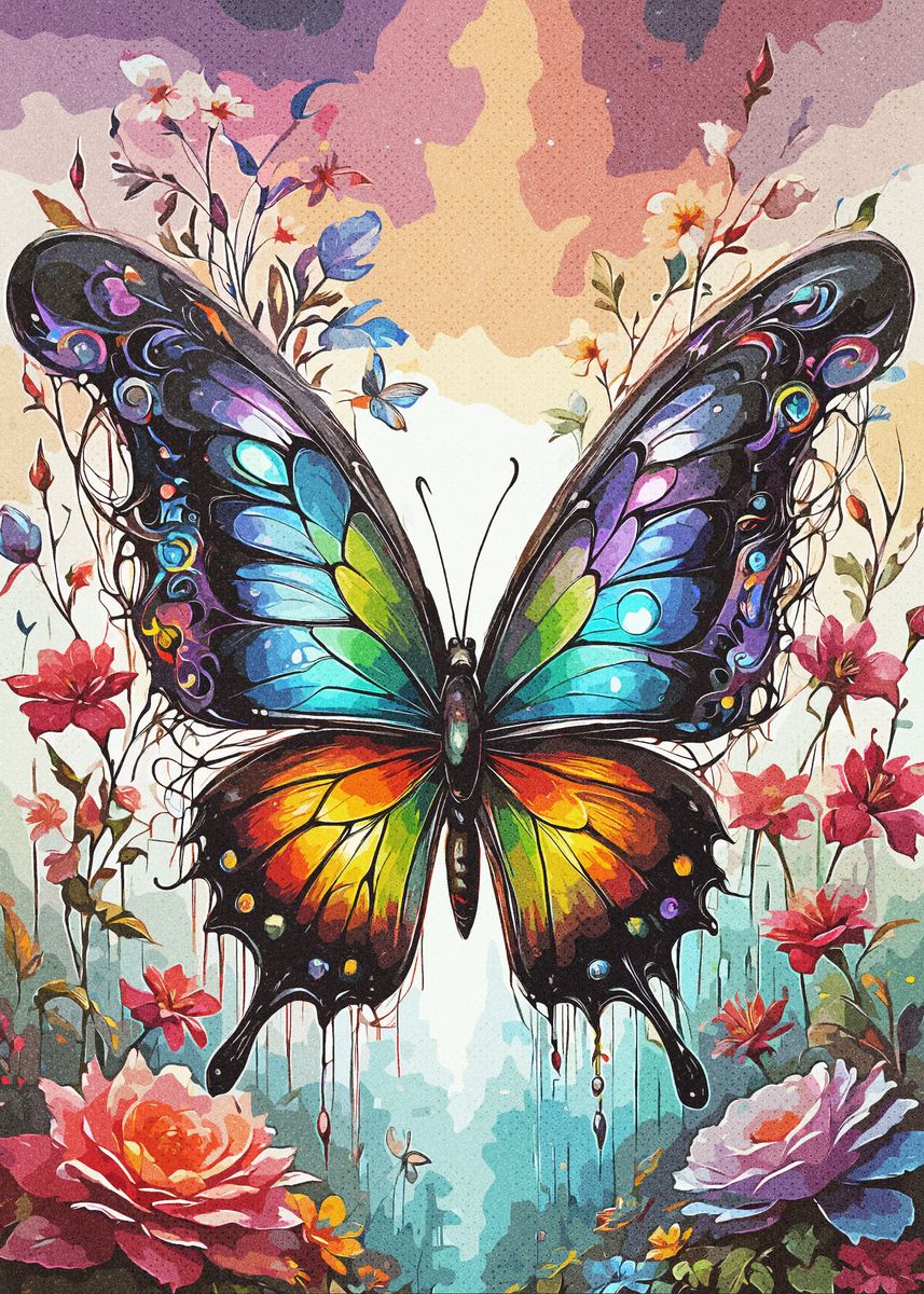 'Butterfly Flower ' Poster, picture, metal print, paint by Hamka Risha ...