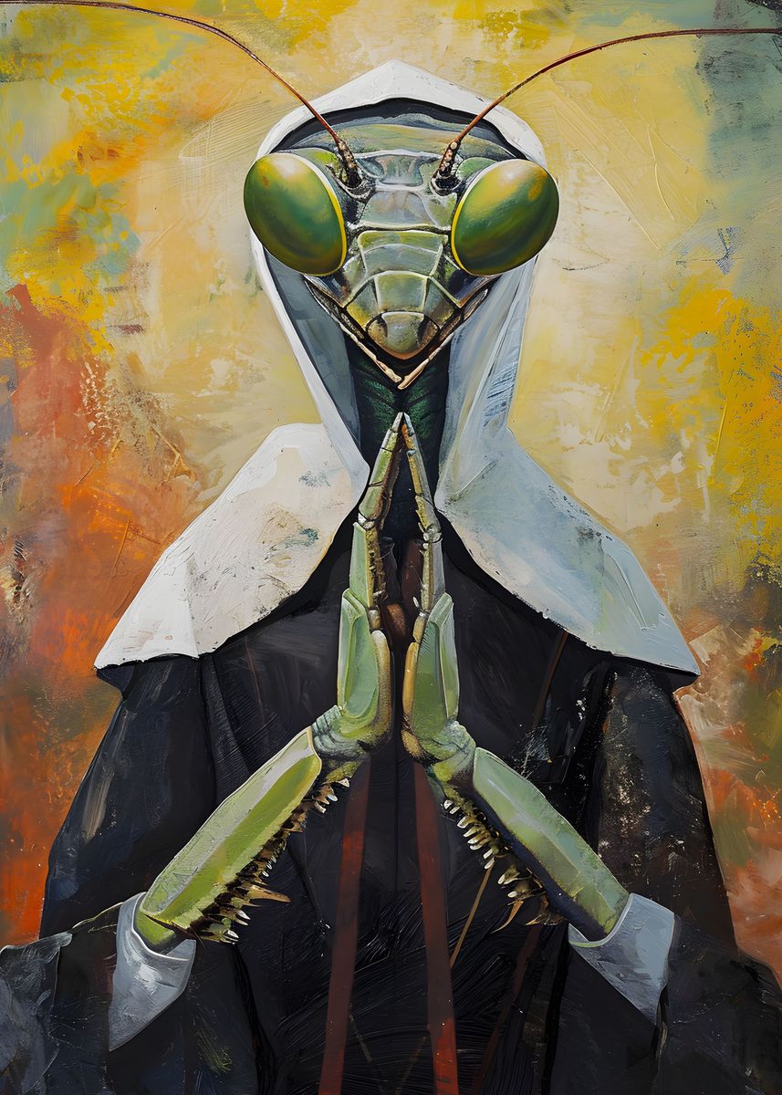 'Abstract Mantis Nun' Poster, picture, metal print, paint by Amazing ...