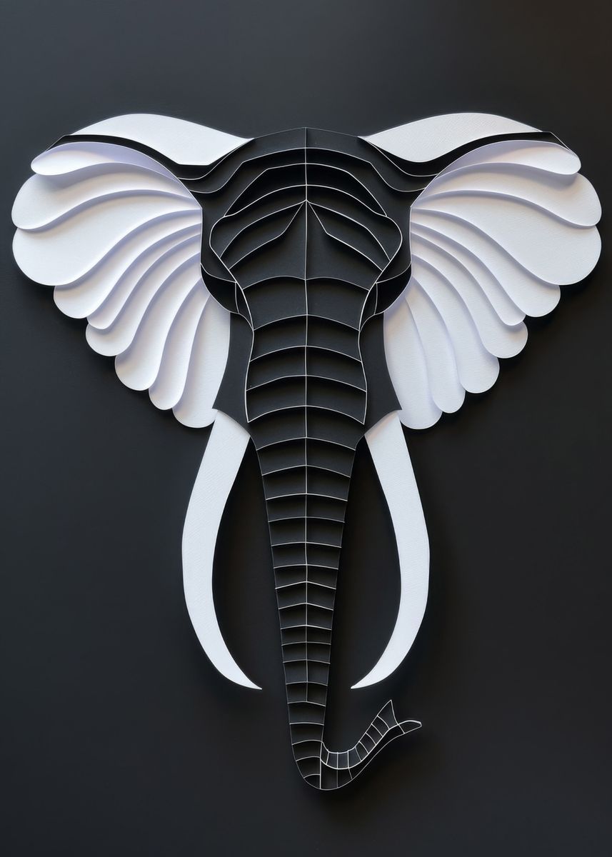 'Elephant Flat Paper Craft' Poster, picture, metal print, paint by ...