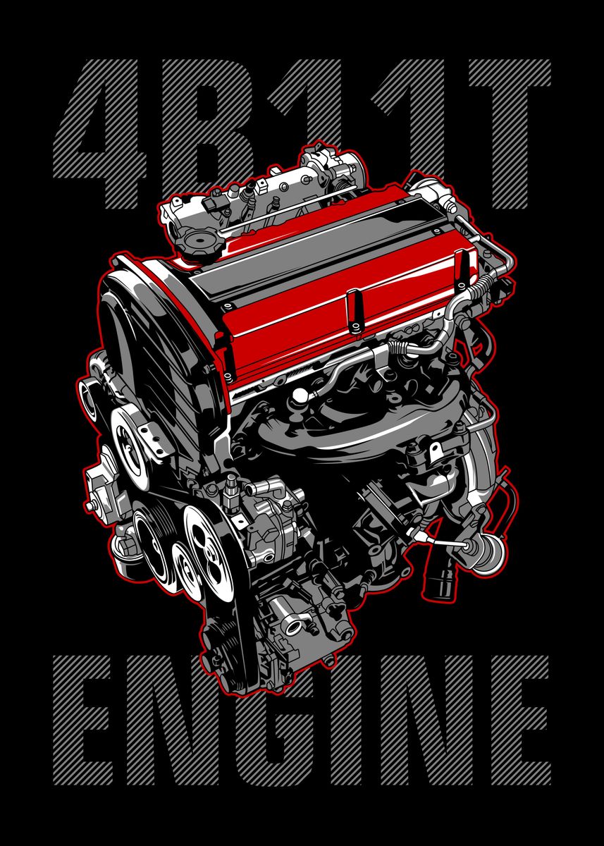 'engine 1' Poster, picture, metal print, paint by Gab Fernando | Displate