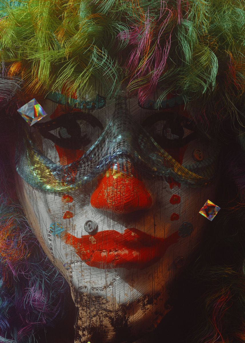 'Quiet Clown 3' Poster, picture, metal print, paint by Troj Visuals ...
