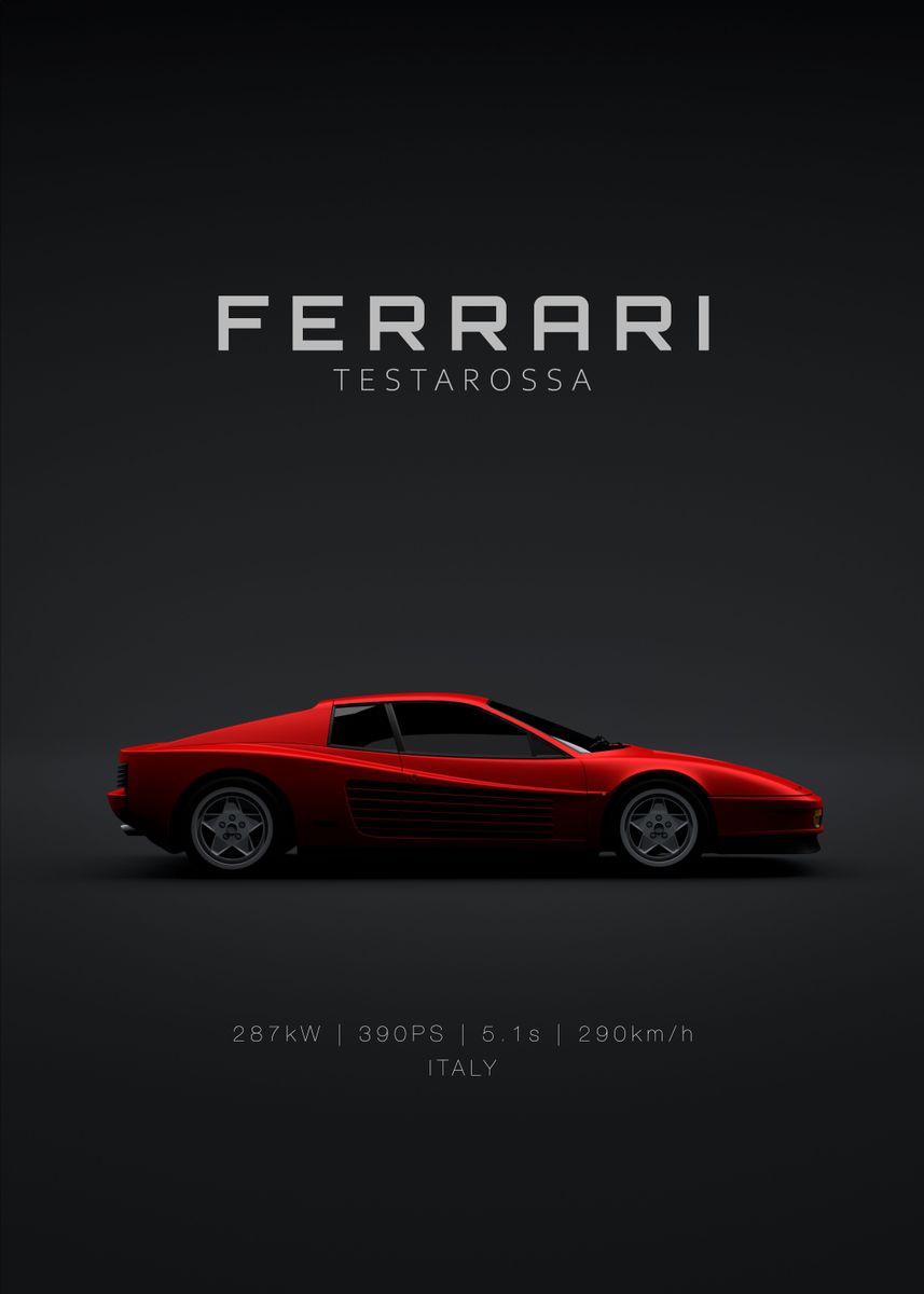 'Ferrari Testarossa 1984' Poster, picture, metal print, paint by 21 MXM ...