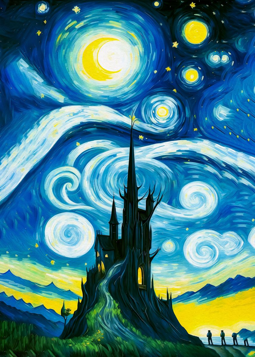'The Starry Night Painting' Poster, picture, metal print, paint by ...