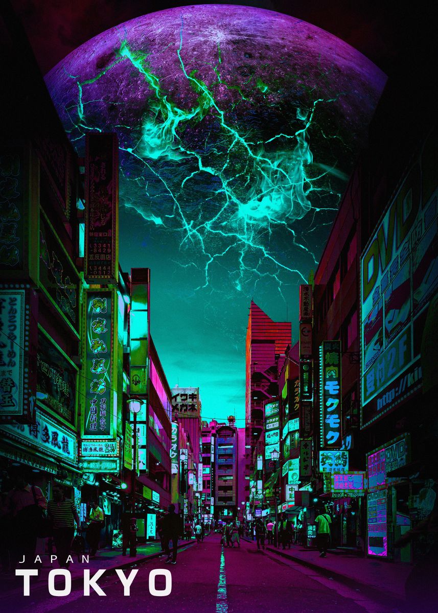 'Tokyo Street View' Poster, picture, metal print, paint by Dark Poster ...