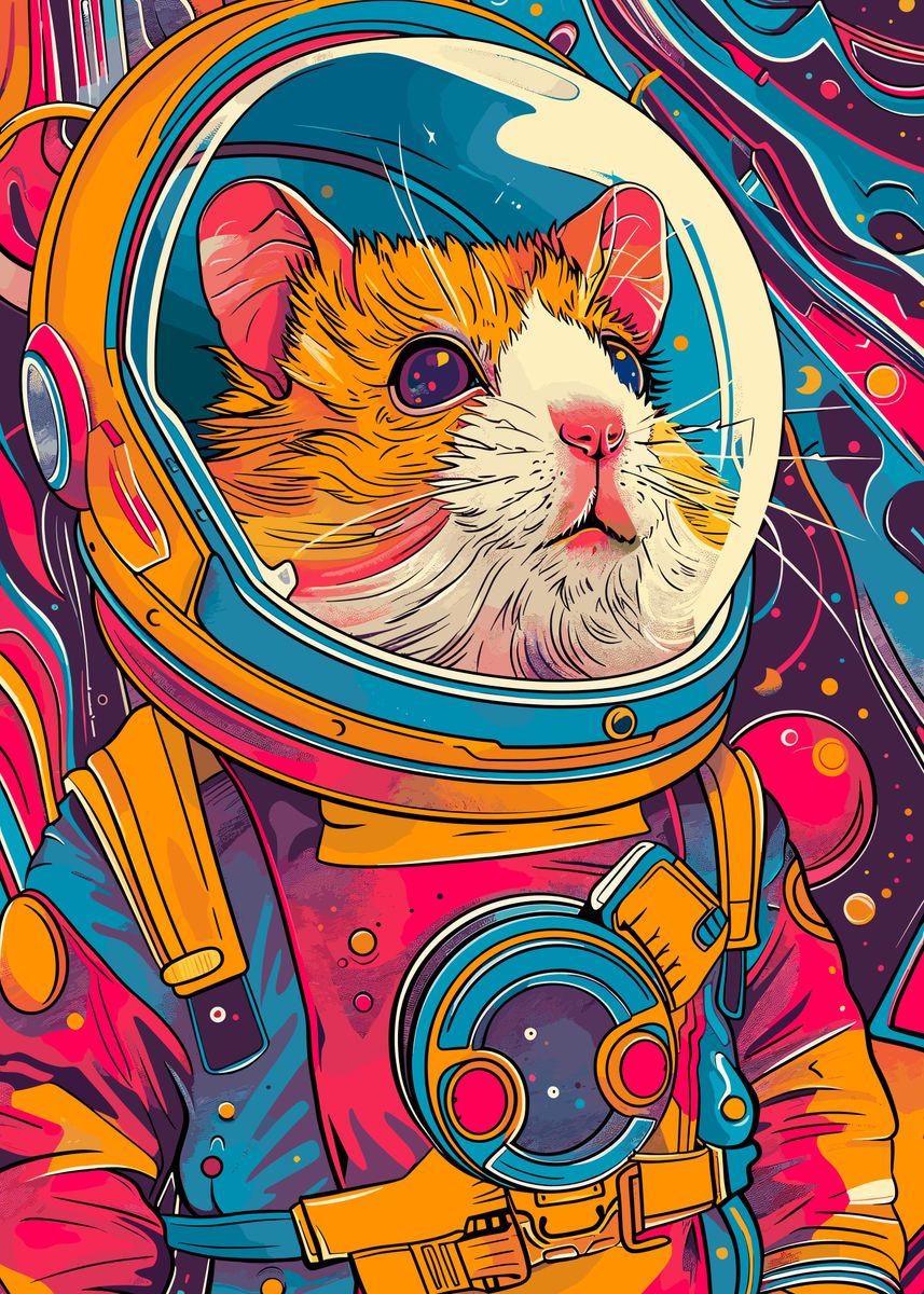 'Hamster Astronaut Space' Poster, picture, metal print, paint by ...