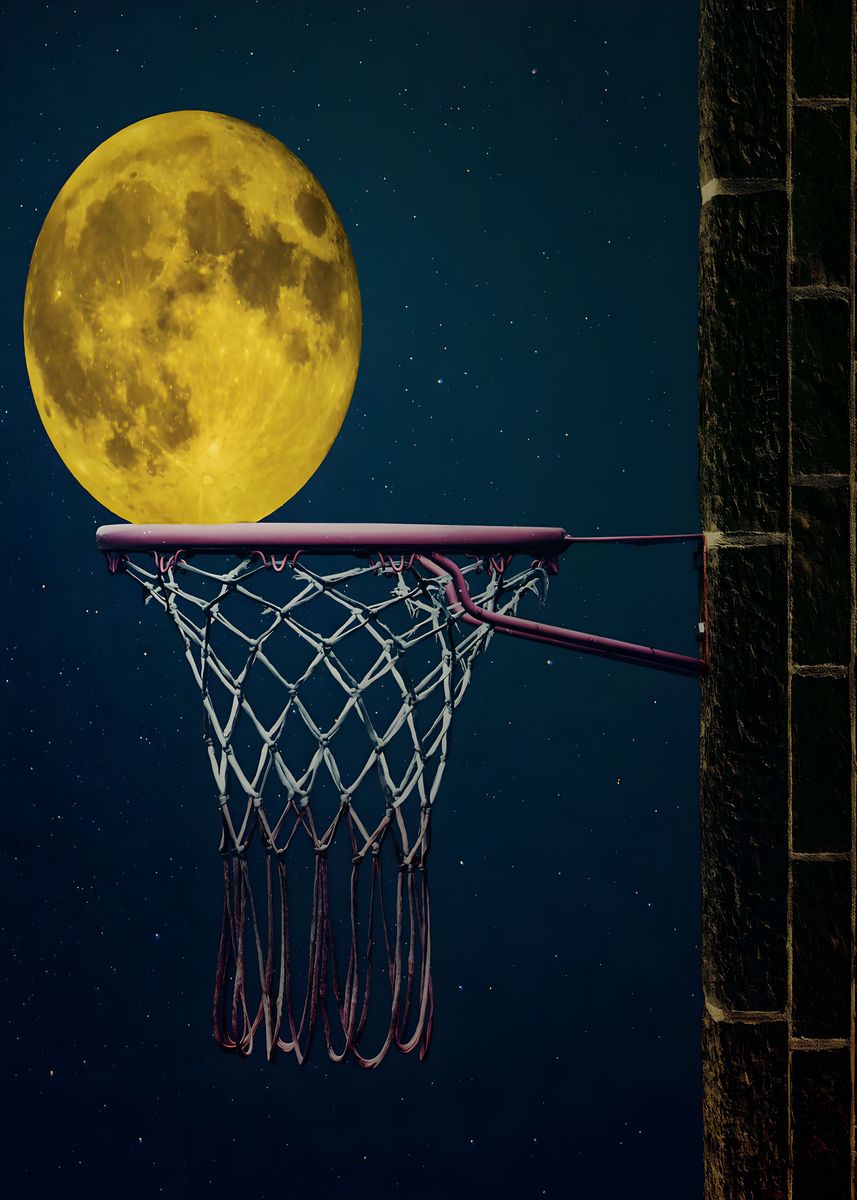 'Moon Basket Ball' Poster, picture, metal print, paint by Zeeshan Ali ...