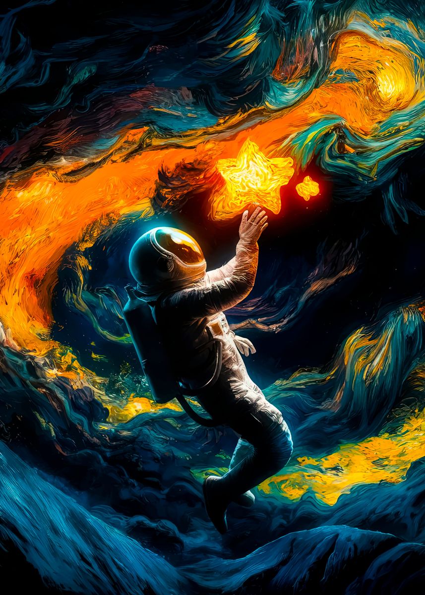 'Cosmonaut in a Star Dream' Poster, picture, metal print, paint by ...