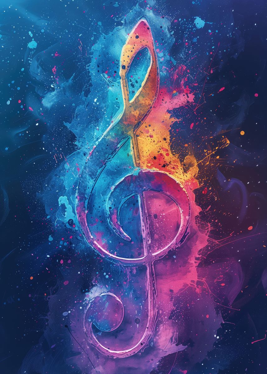 'Colorful Treble Clef' Poster, picture, metal print, paint by Senja ...