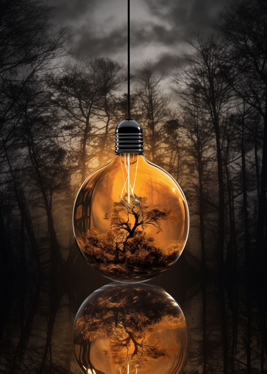 'Light Bulb Tree Nature' Poster, picture, metal print, paint by Roman ...