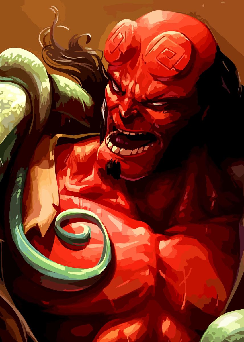 'hellboy face' Poster, picture, metal print, paint by Olgan Riberra ...