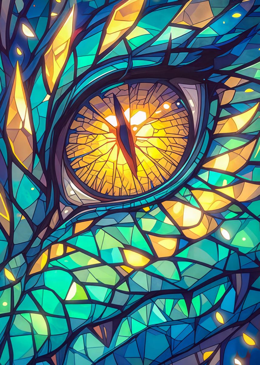 'Emerald Dragon Eye' Poster, picture, metal print, paint by Vizio | Displate