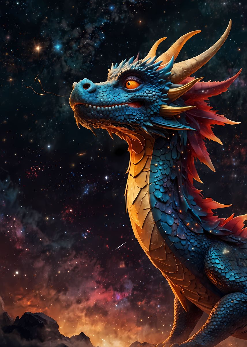 'Celestial Dragon' Poster, picture, metal print, paint by ...