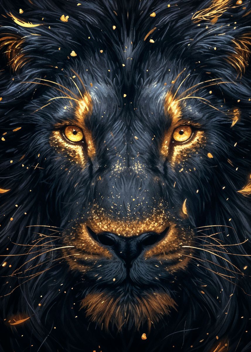 'Black and Gold Lions' Poster, picture, metal print, paint by Nobita ...