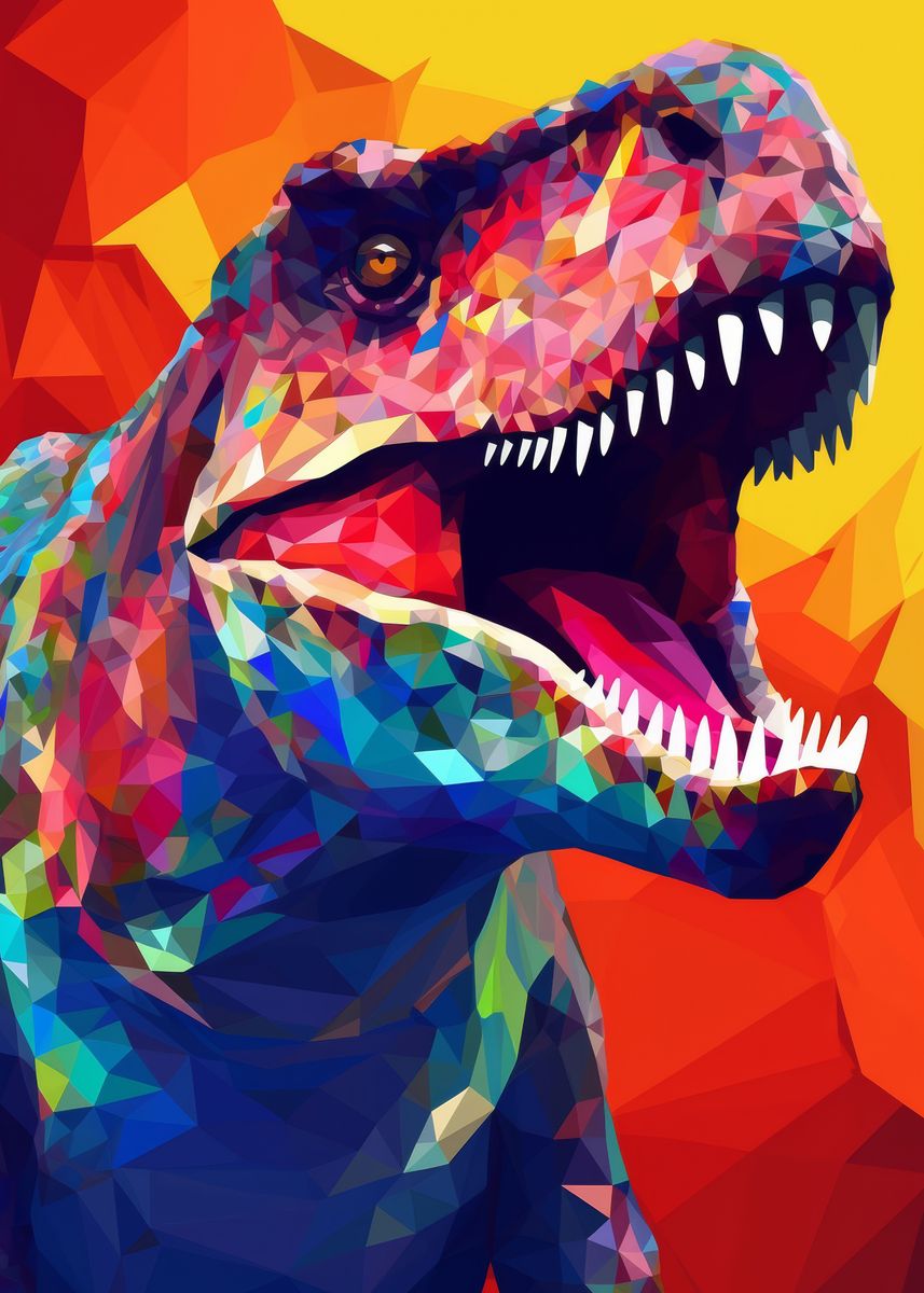 'Trex roars ' Poster, picture, metal print, paint by The Flowers | Displate