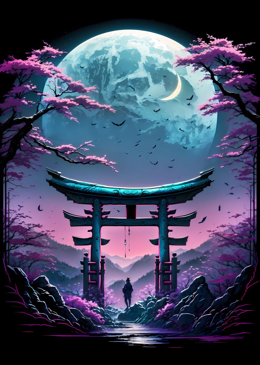 'Japan Gateway to the Moon' Poster, picture, metal print, paint by ...