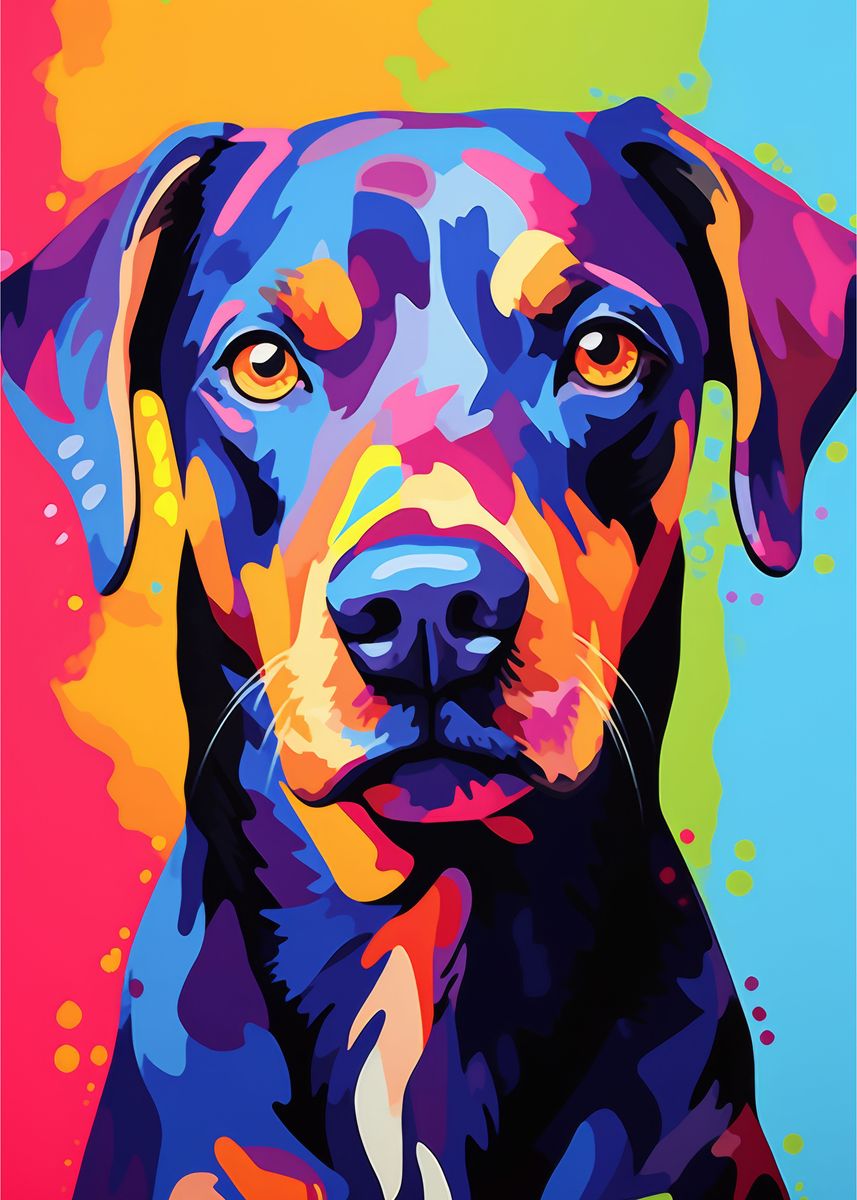 'Colorful art dog' Poster, picture, metal print, paint by The Flowers ...