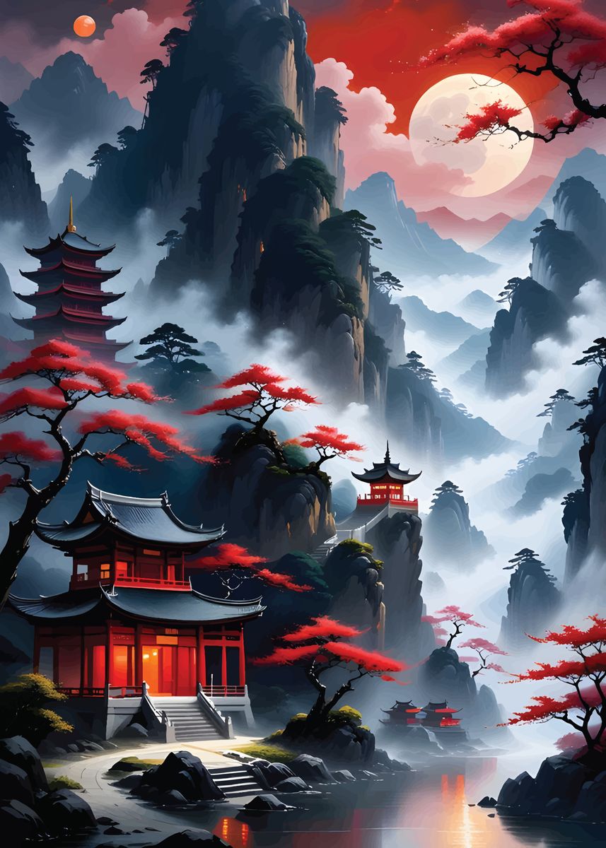 'Red Japan ' Poster, picture, metal print, paint by Relative Ceccarelli ...