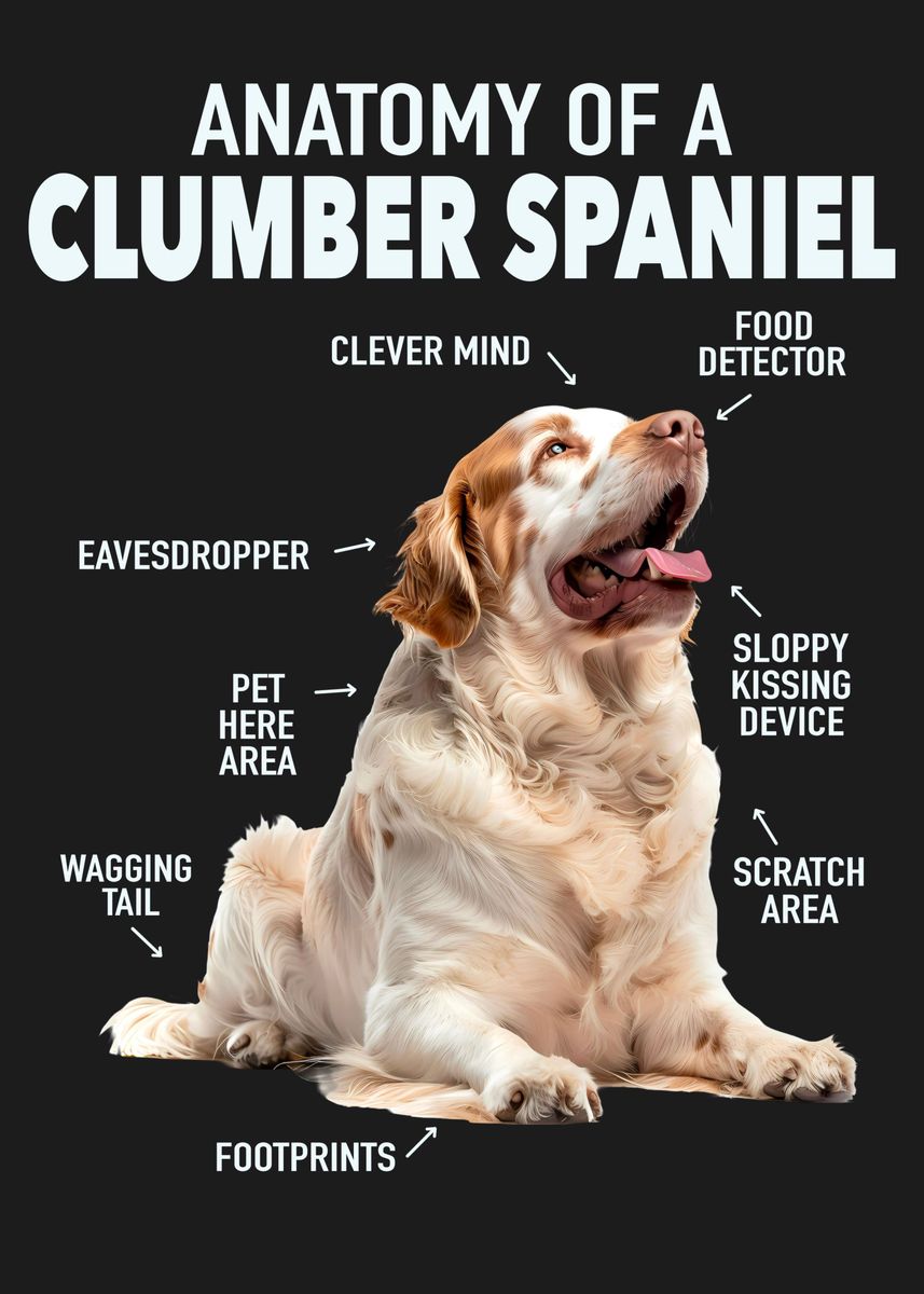 'Clumber spaniel' Poster, picture, metal print, paint by Hexor | Displate
