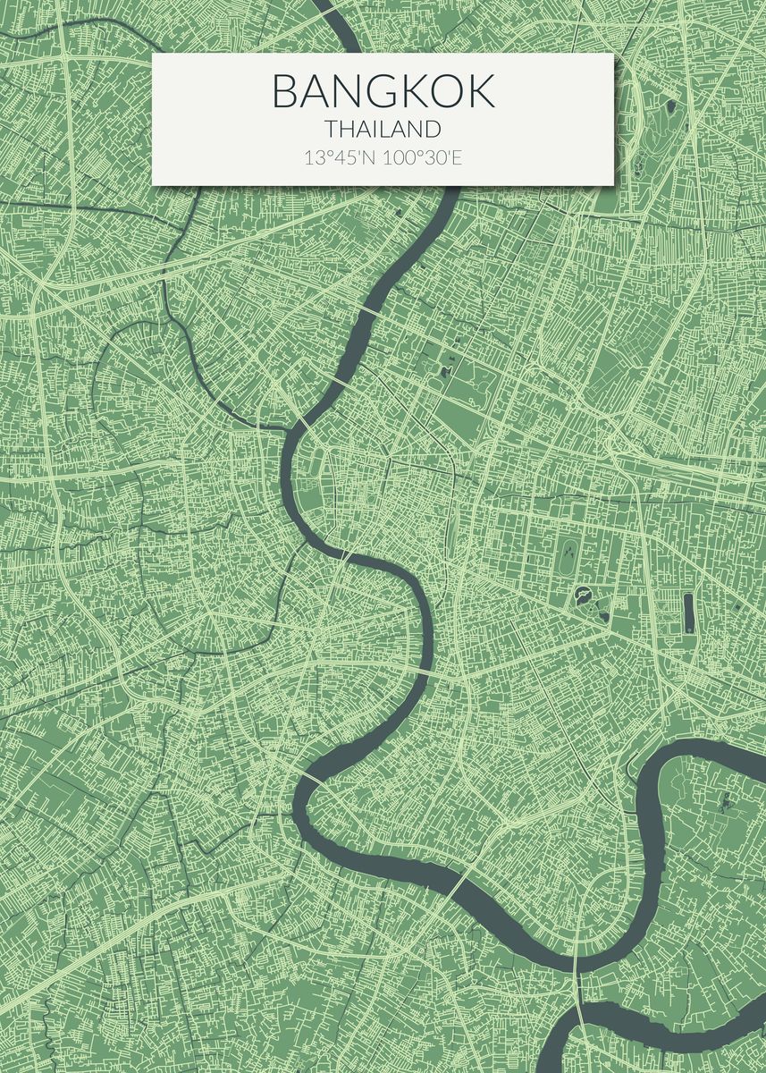'Bangkok Green Map' Poster, picture, metal print, paint by dkDesign | Displate
