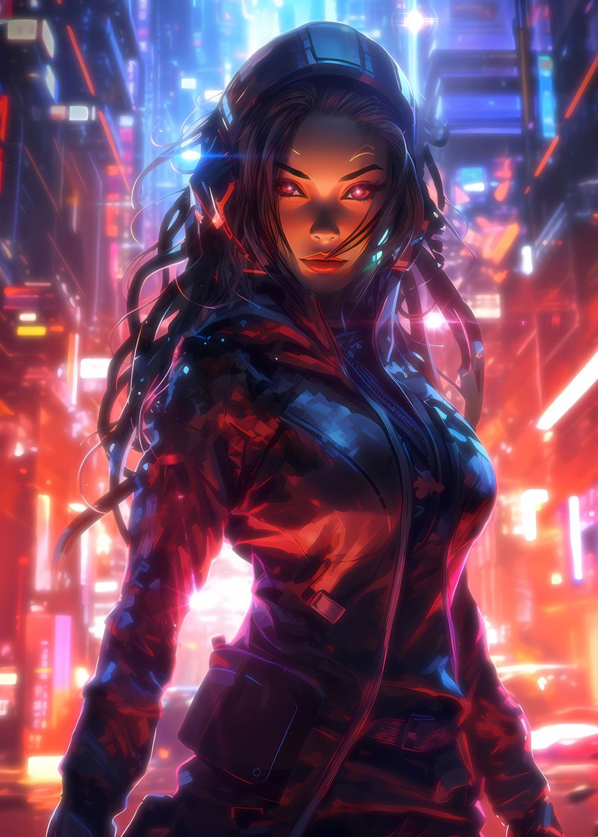 'Cyberpunk Anime Girl' Poster, picture, metal print, paint by Uber ...