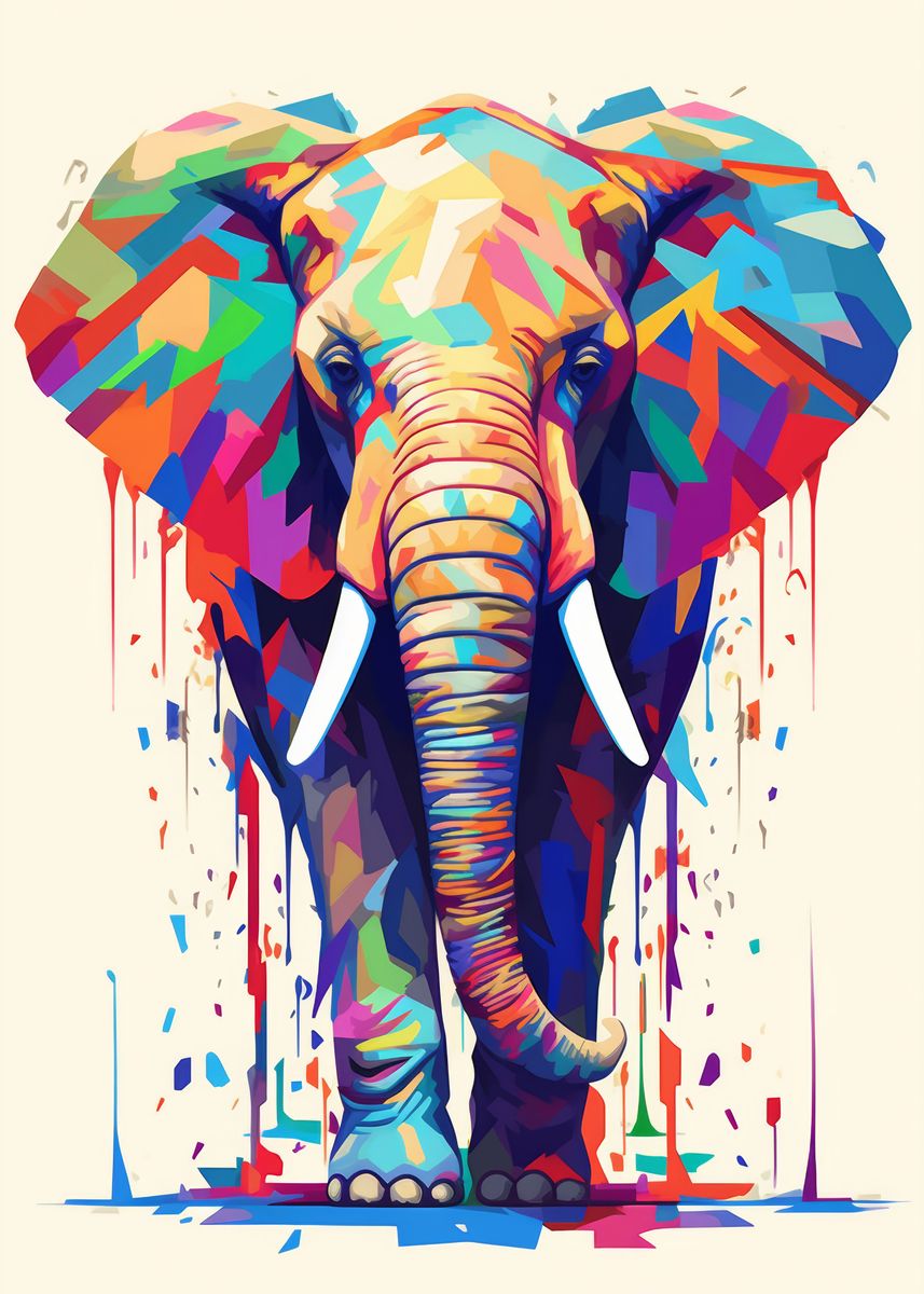 'Colorful Elephant' Poster, picture, metal print, paint by The Flowers ...