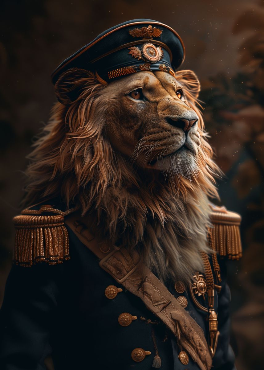 'Majestic Lion Commander' Poster, picture, metal print, paint by ...