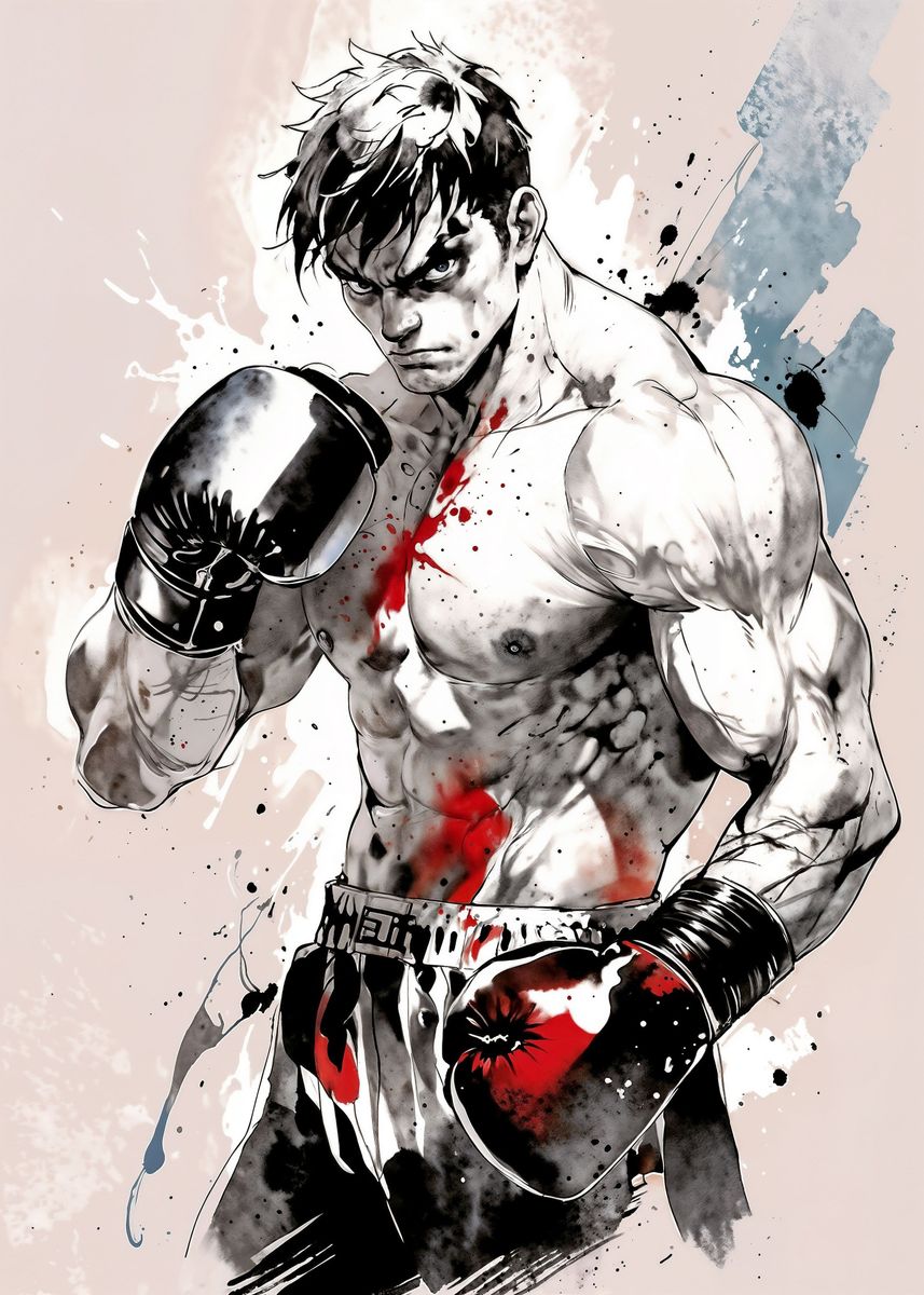 'Boxer Ink Art' Poster, picture, metal print, paint by Varfiart | Displate