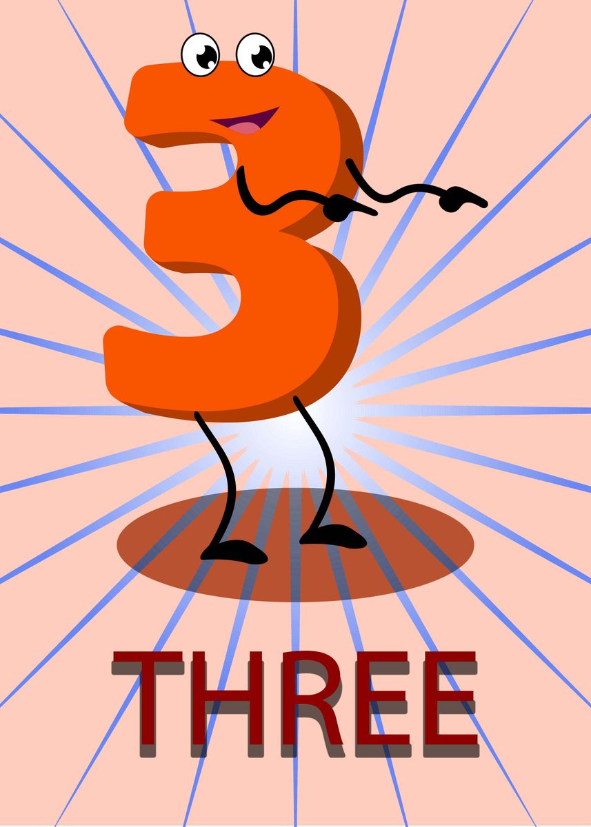 'number three' Poster, picture, metal print, paint by saidi saidi ...