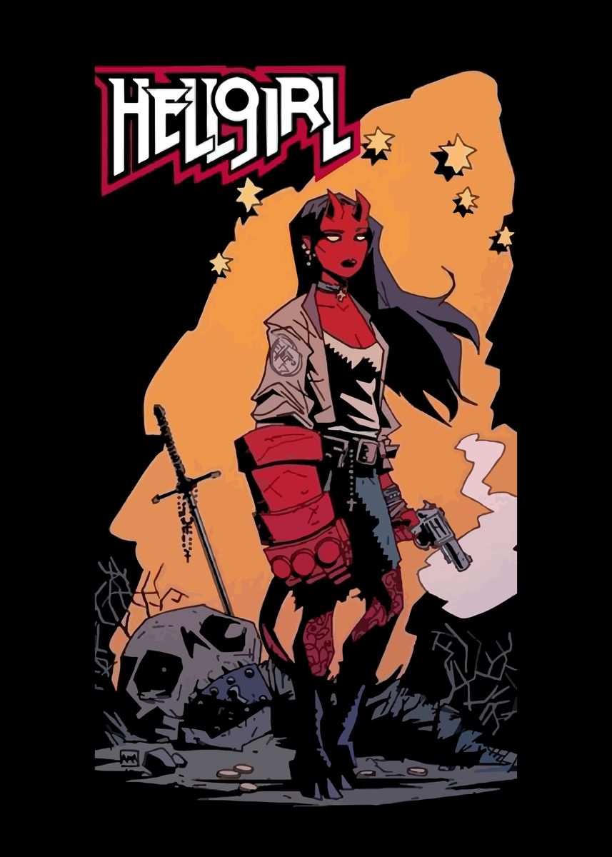 'girl and hellboy' Poster, picture, metal print, paint by siagian ...