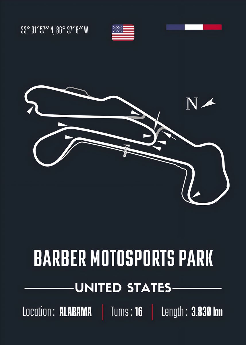 'Barber Track Layout' Poster, picture, metal print, paint by Ydha ...