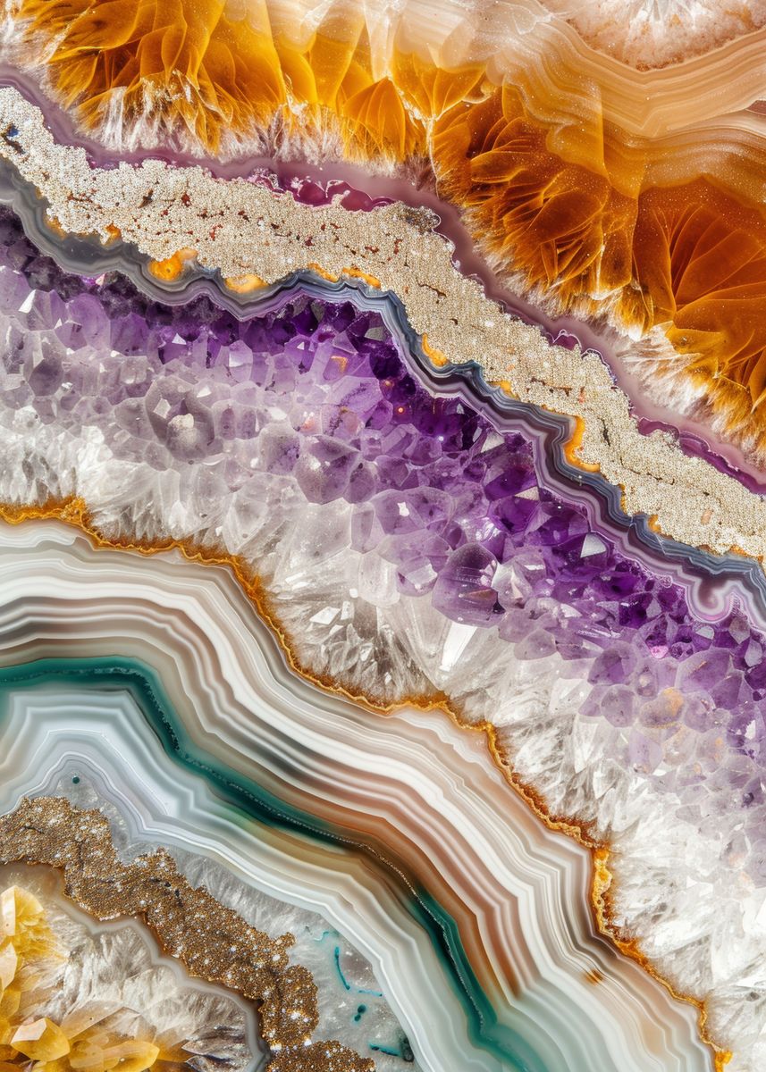 'Golden Nature Agate Glow' Poster, picture, metal print, paint by ...