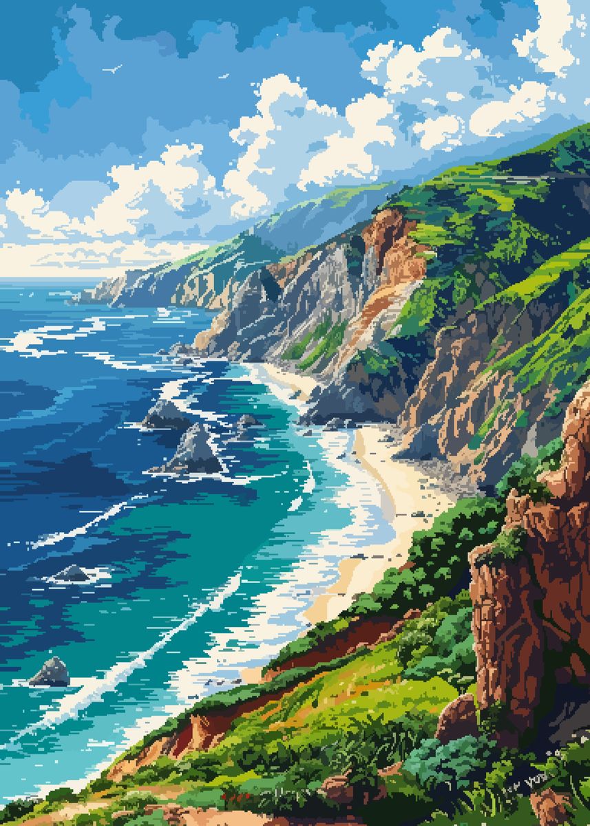 'California Pixel Art' Poster, picture, metal print, paint by LVTFCO ...