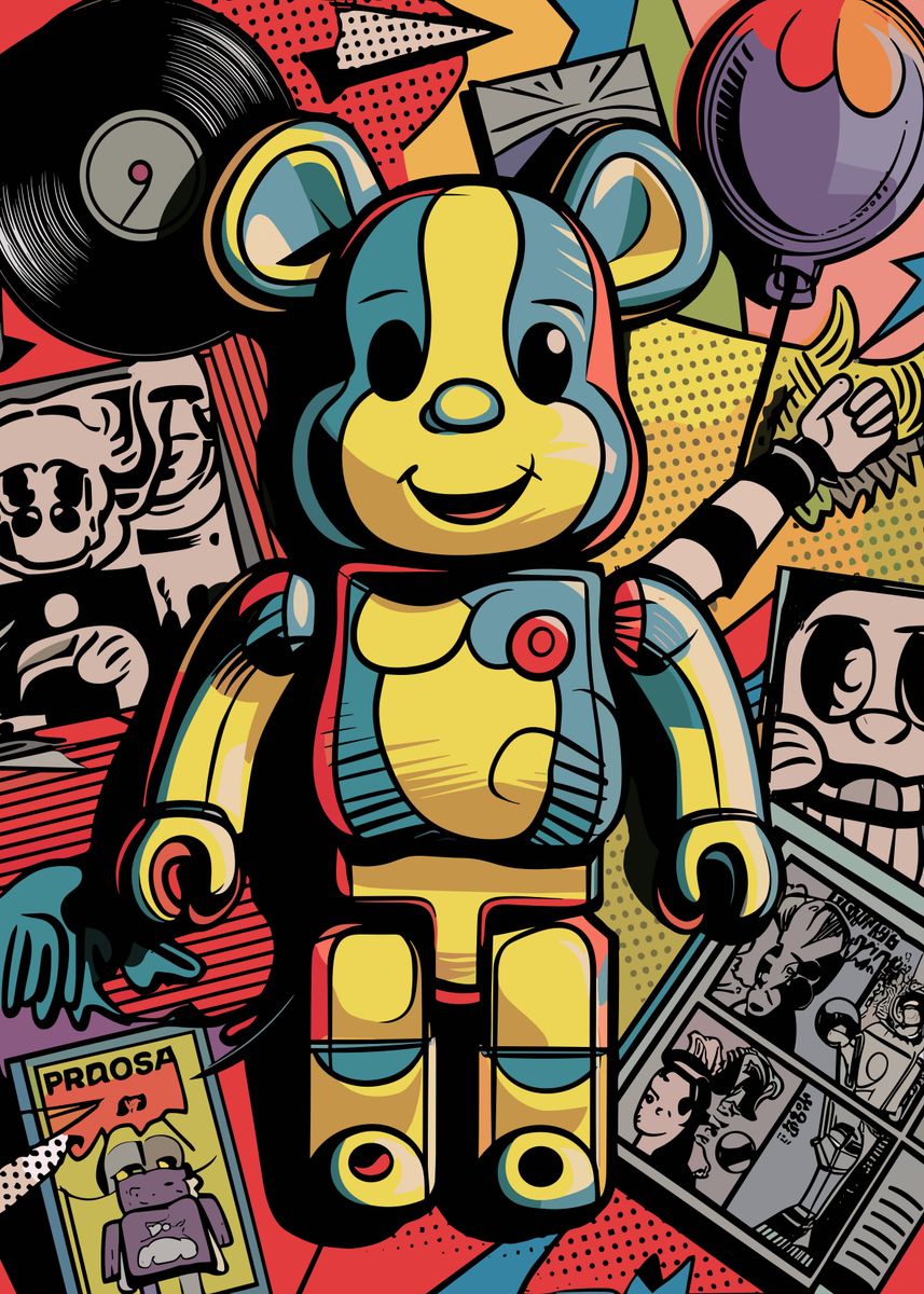 'Graffi Bearbrick' Poster, picture, metal print, paint by Boon Edgar ...