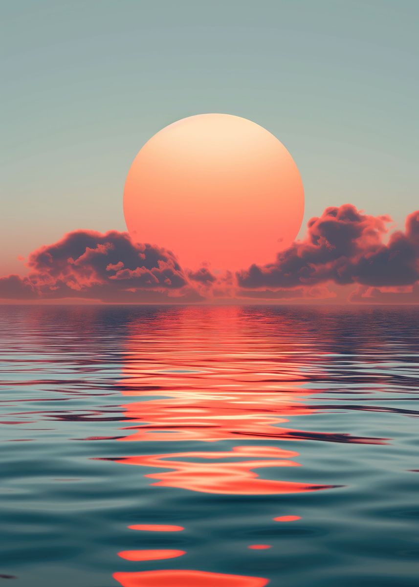 'Tropical Ocean Sunset Vibe' Poster, picture, metal print, paint by ...