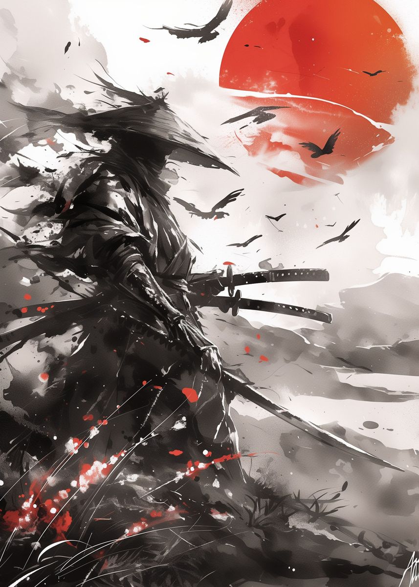 'Japanese Samurai Warrior' Poster, picture, metal print, paint by ...