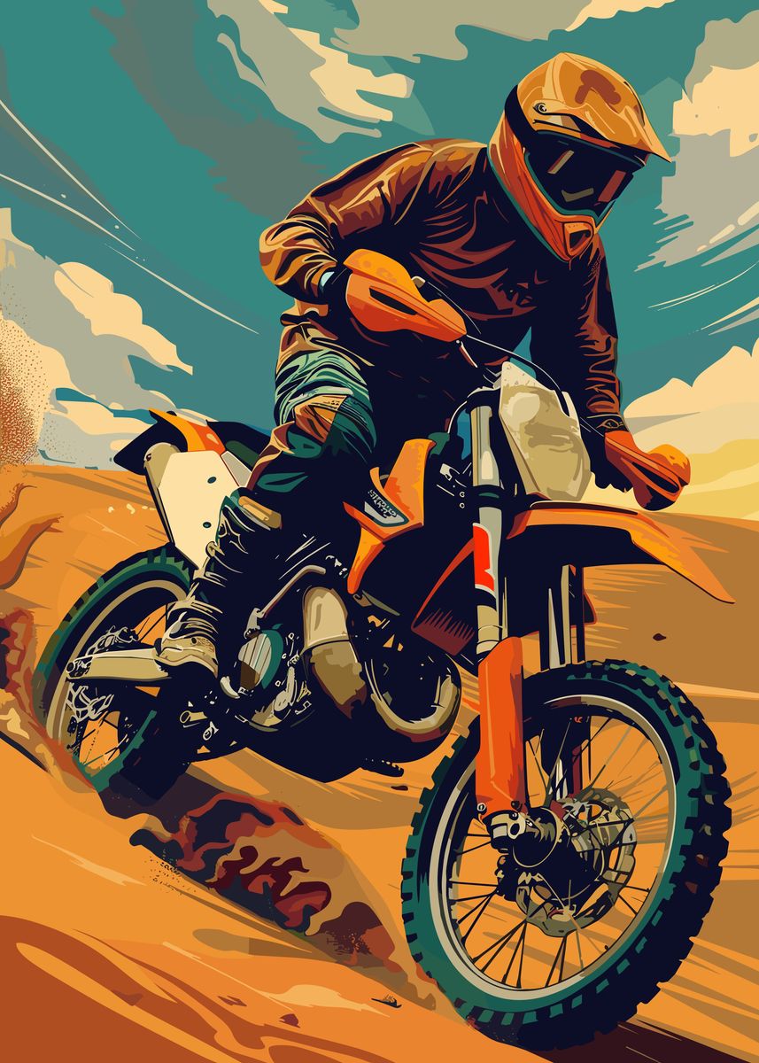 'Motocross Sand Dunes' Poster, picture, metal print, paint by Mesh ...