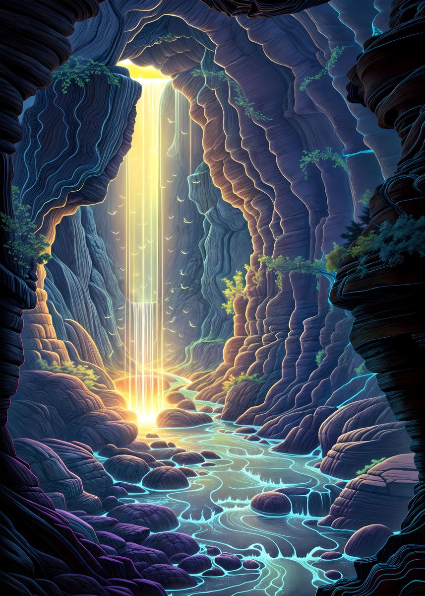 'Magical Forest Cave' Poster, picture, metal print, paint by Jamestar ...