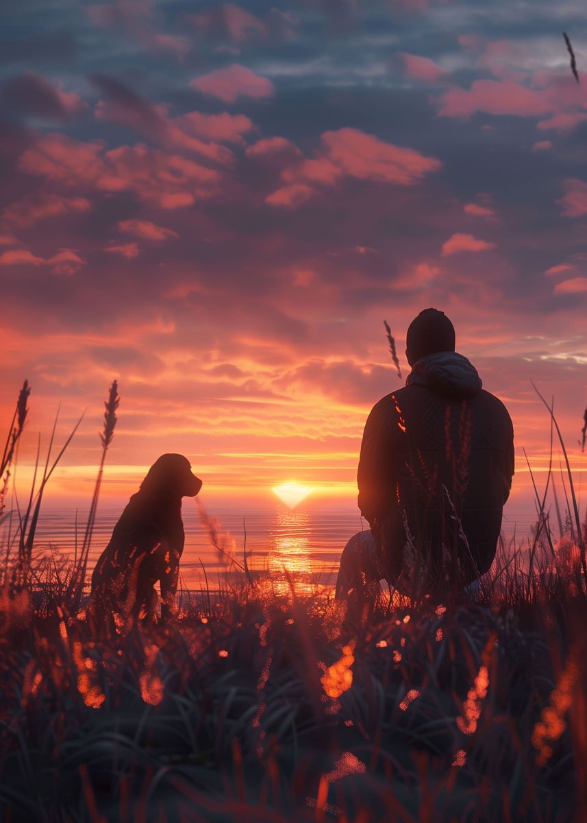 'A Man Thinking His Dog' Poster, picture, metal print, paint by Frank ...