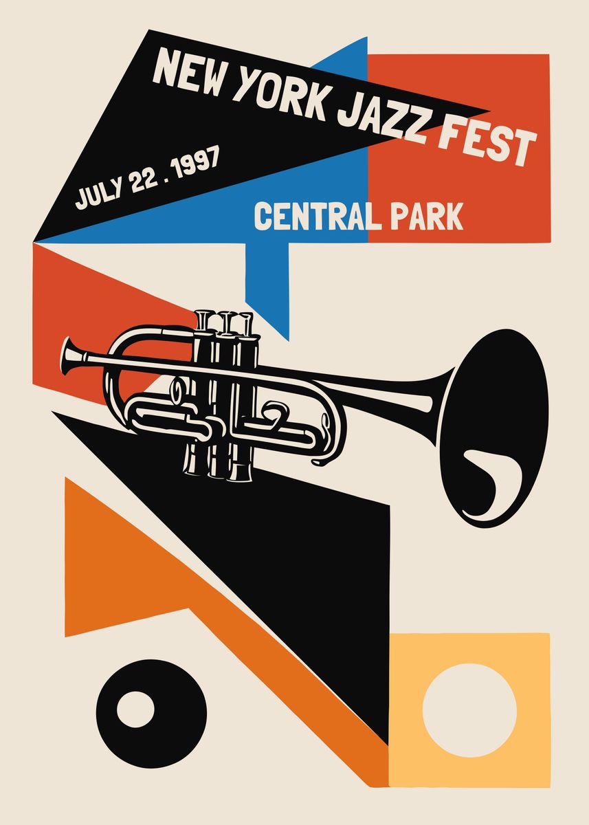 '1997 NYC Jazz Festival' Poster, picture, metal print, paint by BluePinkPanther | Displate