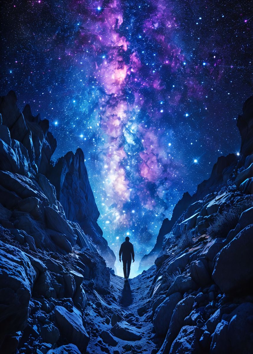 'Neon Milky Way Canyon ' Poster, picture, metal print, paint by ...