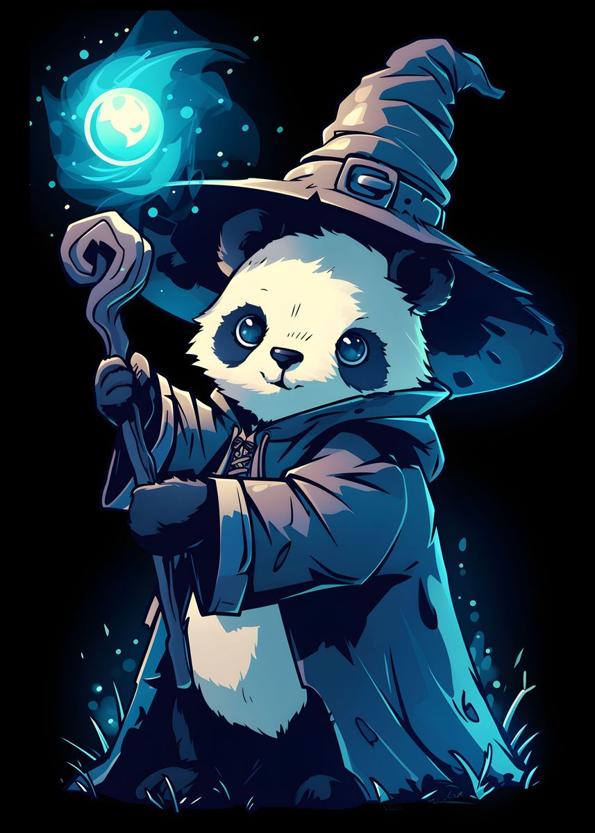 'Panda Wizard' Poster, picture, metal print, paint by Alexander Morales ...