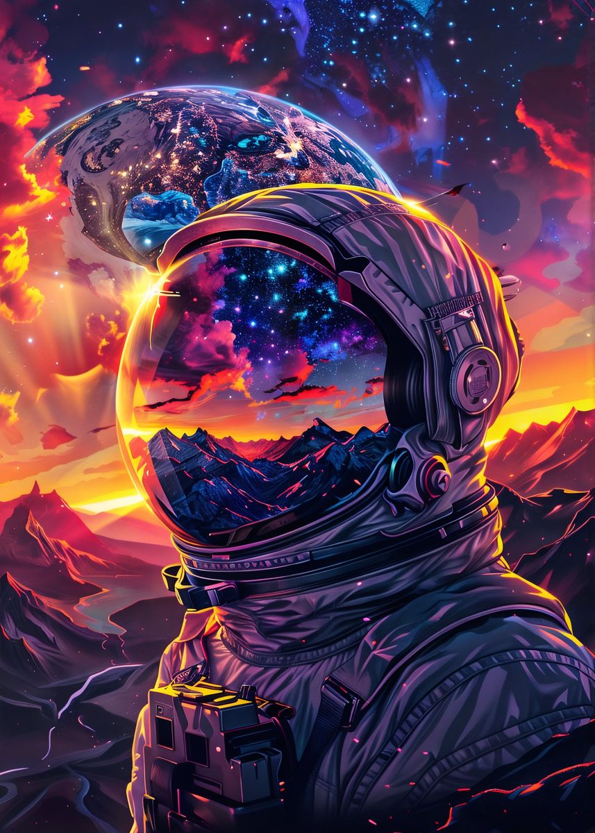 'Cosmic Astronaut Dreams' Poster, picture, metal print, paint by ...