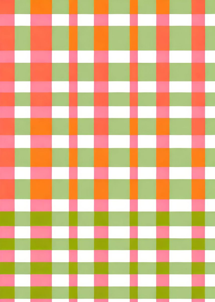 'Green Pink Buffalo Check' Poster, picture, metal print, paint by ...