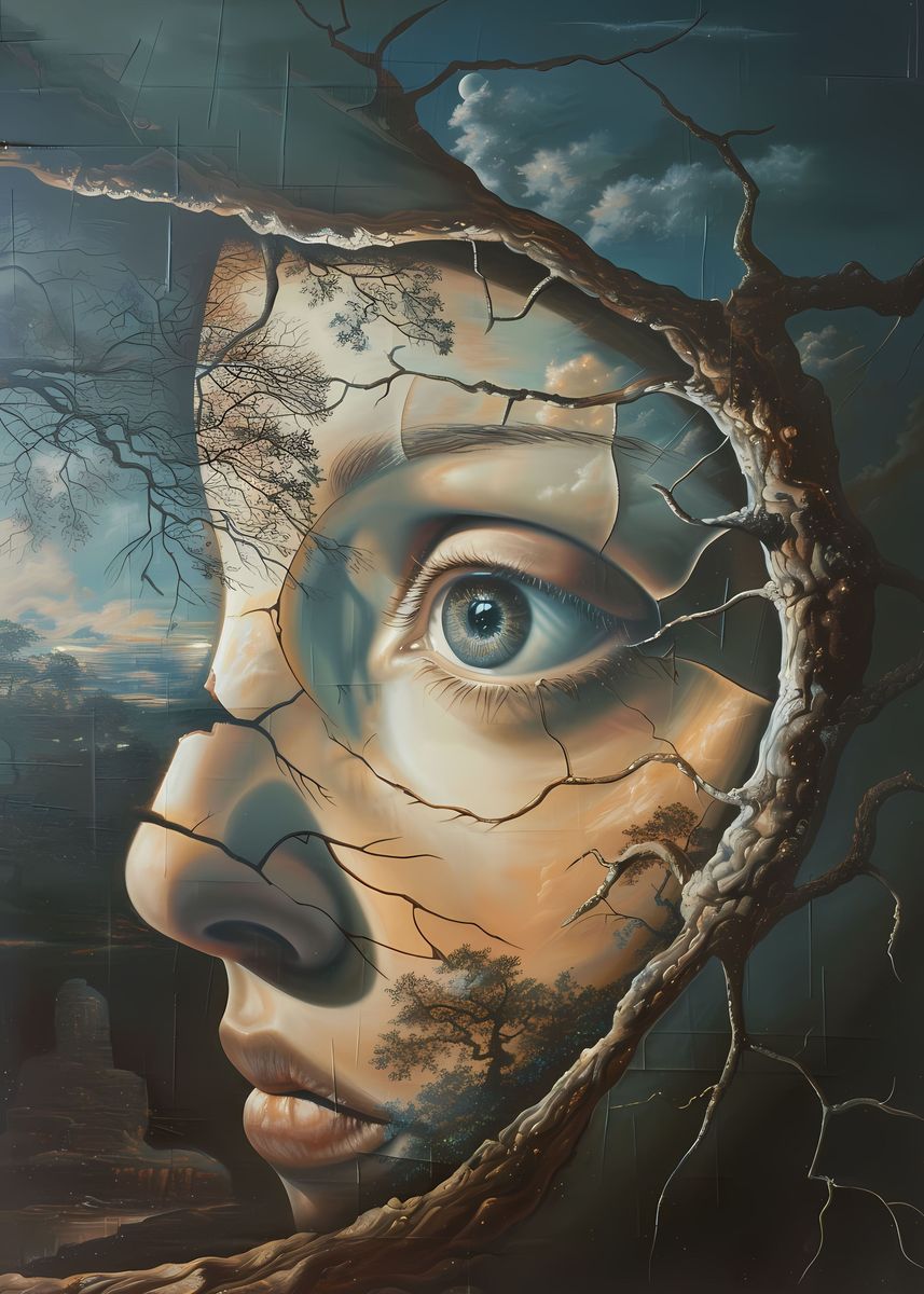 'Surreal face of the world' Poster, picture, metal print, paint by ...