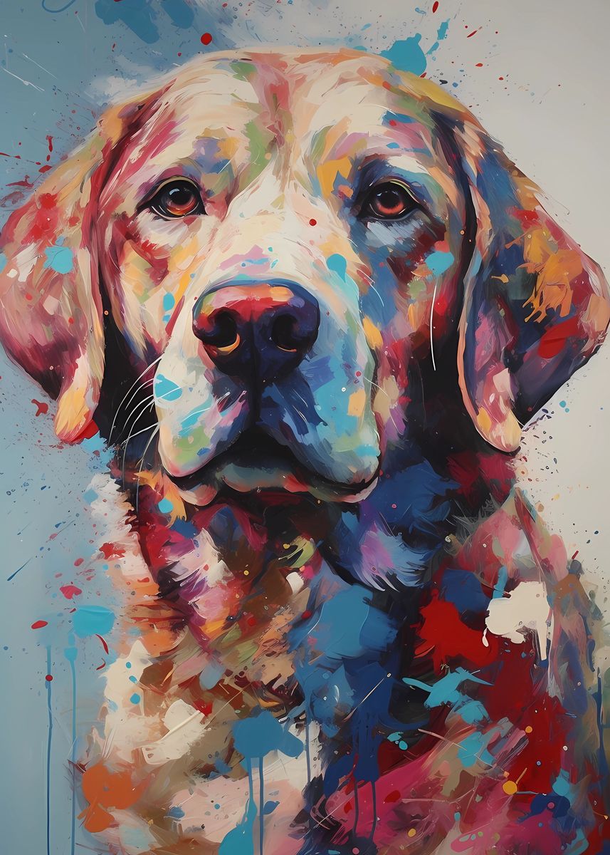 'Colorful Dog' Poster, picture, metal print, paint by Sazui | Displate