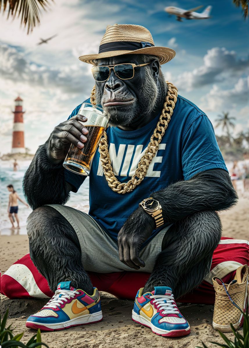 'Chillin Like a Chimp' Poster, picture, metal print, paint by Bruno ...