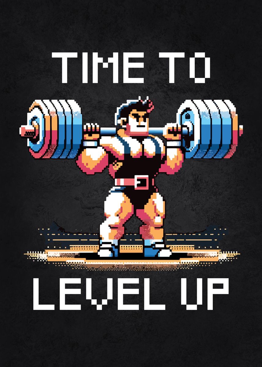 'Time To Level Up Gym Gamer' Poster, picture, metal print, paint by ...